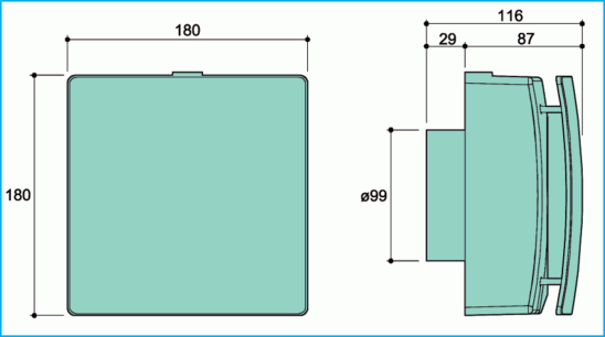 Vectaire Elix ELX1003HDT 4" (100mm) Centrifugal Continuous Extract Fan ...