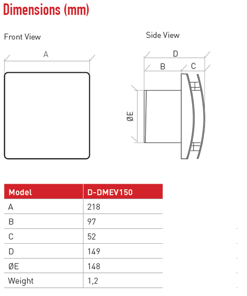 Domus D-dMEV 150 - 6" Extract Fan with Humidistat and Timer – Mouldstop Ltd